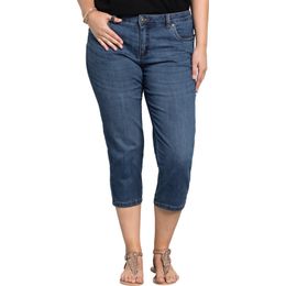 sheego Damen Caprijeans mit Krempelfunktion blue denim Gr&ouml;&szlig;e 52