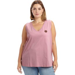 sheego Damen Shirttop mit Lederimitat-Applikation vorn hortensie Gr&ouml;&szlig;e 48