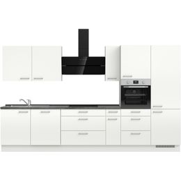 K&uuml;chenzeile Nobilia "Laser II", NEU: individuell anpassbar mit gratis Profi-Beratung", k&uuml;che: wei&szlig;, korpus: alpinwei&szlig;, arbeitsplatte: schwarzbeton nachbildung, B:360,3cm H:216,6cm T:60cm, Komplettk&uuml;chen-Sets, K&uuml;chenzeile, vormontiert, 360 cm breit, optional mit verschiedenen E‑Ger&auml;te-Sets