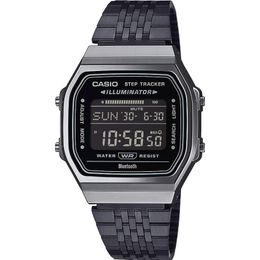 Smartwatch CASIO VINTAGE, schwarz (schwarz, schwarz), Smartwatches, Smartwatch, Armbanduhr, Herrenuhr, Damenuhr, Bluetooth,Stoppfunktion,Schrittz&auml;hler
