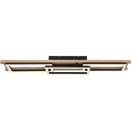 Globo LIGHTING Deckenleuchte "ILLA", schwarz matt, 1, H: 11cm, 1 Stk., Leuchten, Deckenleuchte Schwarz/MDF, Opal, dimmbar, Fernbedienung, LED 30W, Deckenleuchte