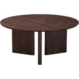 Couchtisch OTTO HOME "Cassian", braun (walnussfarben), B:80cm H:37cm T:80cm, Tische, Couchtisch, Eichenoptik, modernes Fu&szlig;gestell, &Oslash;80 cm