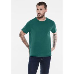T-Shirt Street One MEN, Herren, Gr. XL (44), gr&uuml;n (palm gr&uuml;n), Web, 100% Baumwolle, unifarben, gerade h&uuml;ftlang, Rundhals, B&uuml;ndchen, Shirts T-Shirt, aus reiner Baumwolle