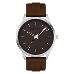 Quarzuhr s.Oliver "Sport Silicone", braun, schwarz, Armbanduhren, Herren, Quarzuhr, Armbanduhr, Herrenuhr, Silikonarmband, analog