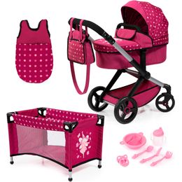 Kombi-Puppenwagen BAYER "Xeo Mega, bordeaux", rot (bordeaux), Puppenwagen, KinderB:37cm H:73cm T:68cm, Kunststoff, Metall, Stoff, B:37cm H:73cm T:68cm