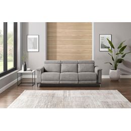 3-Sitzer OTTO HOME "LUND B: 222 cm - OTTO. Verl&auml;ssliche Qualit&auml;t. Mit Relaxfunktion", grau (hellgrau), B:222cm H:97cm T:100cm, Webstoff 100% Polyester, Sofas, in 2 Sitzen (links/rechts), manuell/elektrisch (USB-C), Kopfteilverst.