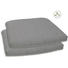 Sitzkissen GO-DE "Selina", grau (hellgrau, unifarben), B:40cm H:5cm L:45cm, Polyester, Dekokissen_Sitzkissen_Kissenh&uuml;llen, Sitzkissen, 2er Set, 40x5x45 cm, wasserabweisend