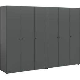 Kleiderschrank Home Affaire "BILLINGS, Schlafzimmerschrank, Schrank, Garderobenschrank", grau, B:240cm H:176cm T:51cm, FSC-zertifizierter Holzwerkstoff, Schr&auml;nke, Kleiderschrank, Breite 240cm, grau, 6-t&uuml;rig, inkl. 2 Kleiderstangen und 8 Ablageb&ouml;den