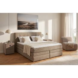 Jockenh&ouml;fer Boxspringbett JOCKENH&Ouml;FER GRUPPE "Amy in Cord", taupe 426, 18, L:217cm, Bezug Bett: Cordstoff (100% Polyester);Topper und Matratzenspiegel: 100% Polyester, Komplettbetten, Boxspringbett, mit Bettkasten und Kaltschaum-Topper, erh&auml;ltlich in 120, 140 & 180cm