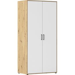 Kleiderschrank Rauch "VOYAGER Garderobe W&auml;scheschrank Schlafzimmer", eiche artisan, alpinwei&szlig;, griffe graumetallic, B:93cm H:194cm T:53cm, Holzwerkstoff, Schr&auml;nke, Kleiderschrank, mit 2 modernen Griffvarianten, viel Stauraum MADE IN GERMANY