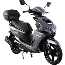 Motorroller Alpha Motors "Powermax 50 ccm 45 kmh EURO 5 (mit/ohne Topcase)", grau (dunkelgrau, schwarz), Motorroller, mit Topcase, 45 km/h, B:64cm H:108cm L:178cm, Topseller