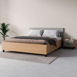 Bett VOX "SIMPLE, sehr strapazierf&auml;hig, hydraulischer Bettkasten oder Schublade", eiche, grau, grau, B:185cm H:119,6cm L:204,4cm, Betten, Bett, extrem hohe Belastbarkeit, robust und stilvoll, made in EU