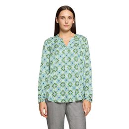 Shirtbluse Cartoon "Damen mit Muster", Damen, Gr. 36, bunt (gr&uuml;n, blau), Obermaterial: 100% Viskose, figurumspielend normal, V-Ausschnitt, Blusen