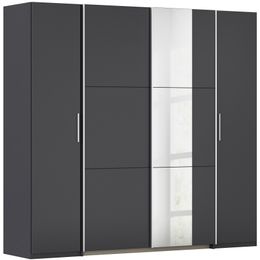 Schwebet&uuml;renschrank Rauch "Kleiderschrank Dreht&uuml;renschrank Schrank Garderobe KRONACH", graumetallic, griffleisten alu, mit 1 spiegel, B:225cm H:210cm T:59cm, Holzwerkstoff, Schr&auml;nke, Schwebet&uuml;renschrank, Kombischrank optional mit 1 oder 2 Spiegel viele B&ouml;den MADE IN GERMANY