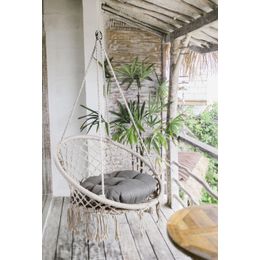H&auml;ngesessel Garden Pleasure "BARBUDA", wei&szlig;, B:80cm H:125cm T:60cm, Bezug: 65% Baumwolle, 35% Polyester, Sessel, H&auml;ngesessel, BxTxH: 80x60x125 cm, mit Kissen