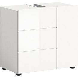 Waschbeckenunterschrank Welltime "BIEL, Breite 60 cm, 1 T&uuml;r, 2 F&auml;cher, mit Siphonausschnitt", wei&szlig;, B:60cm H:57cm T:34cm, Schr&auml;nke, Waschbeckenunterschrank, Badm&ouml;bel, Badschrank, Schrank, Unterschrank, Bad, Badezimmer
