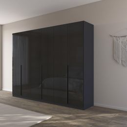 Dreht&uuml;renschrank OTTO HOME "Kleiderschrank Schrank Garderobe AGORDO Schlafzimmer", grau (graumetallic, effektgrau hochglanz), B:271cm H:229cm T:54cm, Holzwerkstoff, Schr&auml;nke, Dreht&uuml;renschrank, durchdachte Innenausstattung, in 8 Breiten und 2 H&ouml;hen MADE IN GERMANY, Topseller