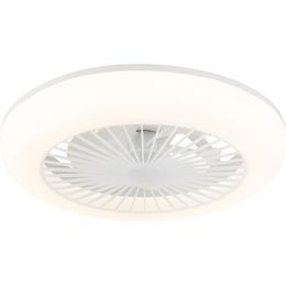 Globo LIGHTING Deckenleuchte "FERRELL", wei&szlig; matt, 1, &Oslash; 45cm H: 14cm, 1 Stk., Leuchten, Deckenventilator mit LED, dimmbar, smart & energiesparend, Deckenleuchte