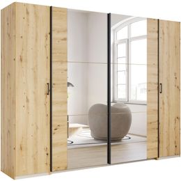 Schwebet&uuml;renschrank Rauch "Kleiderschrank Dreht&uuml;renschrank Schrank Garderobe KRONACH", eiche artisan, griffleisten grau, mit 2 spiegel, B:268cm H:210cm T:59cm, Holzwerkstoff, Schr&auml;nke, Schwebet&uuml;renschrank, Kombischrank optional mit 1 oder 2 Spiegel viele B&ouml;den MADE IN GERMANY