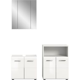 Badm&ouml;bel-Set Welltime "FLORENZ, 3-teilige Badkombination, hochwertige MDF-Front", wei&szlig; (wei&szlig;, wei&szlig; hochglanz), B:135cm H:185cm T:32cm, Holzwerkstoff, MDF, Kastenm&ouml;bel-Sets, Badm&ouml;bel-Set, Bad-Kombination, Bad-M&ouml;bel, Badezimmer, Kombination, Kombi