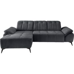 Ecksofa Home Affaire "Lazio modern und bequem, schmale Armlehnen, tolle Detailverarbeitung", anthrazit, B:280cm, 100% Polyester, Sofas, Ecksofa
