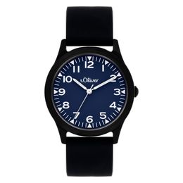 Quarzuhr s.Oliver "The Black Rush", schwarz, blau, Armbanduhren, Kinder, Quarzuhr, Armbanduhr, Silikonarmband, Kinderuhr, Junge, analog