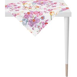 Mitteldecke Apelt "7184 SUMMER GARDEN, Sommerdeko, Sommer" Gr. 1, bunt (naturwei&szlig;, flieder, gelb, bunt), B:88cm L:88cm, Baumwolle, Tischdecken, Mitteldecke, Digitaldruck
