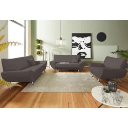 Polstergarnitur Home Affaire "Saltare elegant & komfortabel,, 3-2-1, bequem, Designfu&szlig;", grau, H:78cm T:82cm, Sitzm&ouml;bel-Sets