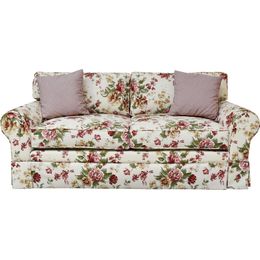 3-Sitzer Home Affaire "Laura K", wei&szlig; (cremewei&szlig;, blumenmuster), B:210cm T:95cm, 100% Baumwolle, Sofas, Gebl&uuml;mtes 3-Sitzer Sofa, creme Wei&szlig;, 210 x 95 x 97, Sitzh&ouml;he 53
