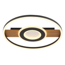 Globo LIGHTING Deckenleuchte "PIKARA", holzoptik, &Oslash; 40,5cm H: 5,5cm, 1 Stk., Leuchten, Deckenlampe Wohnzimmer-Leuchte Schlafzimmer-Leuchte Flur K&uuml;che, Deckenleuchte