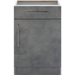 Wiho-K&uuml;chen Unterschrank WIHO K&Uuml;CHEN "Cali", grau (front und korpus: betonfarben), B:60cm H:82cm T:57cm, Schr&auml;nke, Unterschrank, 60 cm breit, ohne Arbeitsplatte