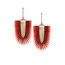 Paar Ohrh&auml;nger Gretchen "Pam Pem Earring L", Damen, Gr. Leder, rot (rot, mehrfarbig), Ohrringe, mit buntem Pergament