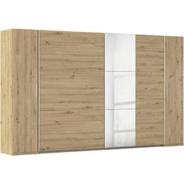 Schwebet&uuml;renschrank Rauch "Kleiderschrank Dreht&uuml;renschrank Schrank Garderobe KRONACH", eiche artisan, griffleisten alu, mit 1 spiegel, B:354cm H:210cm T:59cm, Holzwerkstoff, Schr&auml;nke, Schwebet&uuml;renschrank, Kombischrank optional mit 1 oder 2 Spiegel viele B&ouml;den MADE IN GERMANY