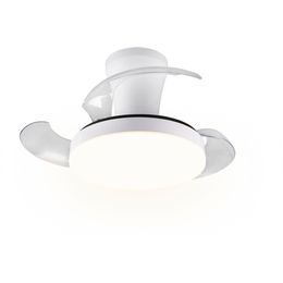 REALITY LEUCHTEN LED Deckenleuchte "TAMPERE mit Ventilator, Deckenventilator mit ausklappbaren Fl&uuml;geln 30W", wei&szlig;, 1, &Oslash; 71cm H: 24cm, 1 Stk., Leuchten, &Oslash; 30 - 71 cm (aufgeklappt), 6 Stufen, LED 24W CCT dimmbar Timer Fernb., LED Deckenleuchte