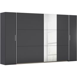 Schwebet&uuml;renschrank Rauch "Kleiderschrank Dreht&uuml;renschrank Schrank Garderobe KRONACH", graumetallic, griffleisten alu, mit 1 spiegel, B:354cm H:210cm T:59cm, Holzwerkstoff, Schr&auml;nke, Schwebet&uuml;renschrank, Kombischrank optional mit 1 oder 2 Spiegel viele B&ouml;den MADE IN GERMANY