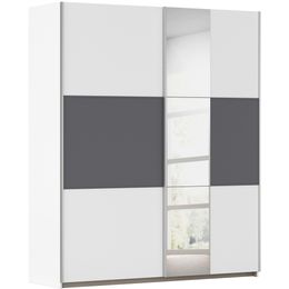 Schwebet&uuml;renschrank Rauch "Kleiderschrank Schrank Garderobe ASTANA", wei&szlig; (alpinwei&szlig;, graumetallic), B:175cm H:210cm T:59cm, Holzwerkstoff, Schr&auml;nke, Schwebet&uuml;renschrank, mit 3 Spiegelelementen, Metallgriffleisten alufarbig MADE IN GERMANY