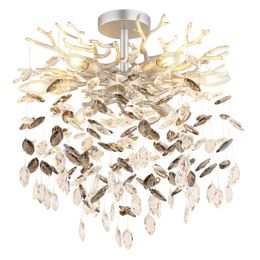Globo LIGHTING Deckenleuchte "QUEENA", silberfarben matt, 6, &Oslash; 50cm H: 54cm, 1 Stk., Leuchten, Silberfarbene Deckenleuchte mit Rauchglas, H&ouml;he k&uuml;rzbar, Deckenleuchte