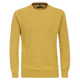 Strickpullover Casamoda "Casamoda Pullover uni", Herren, Gr. XL, gelb, 80% Baumwolle, 20% Polyamid, Pullover Strickpullover
