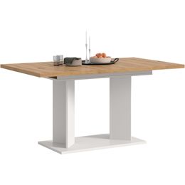 Esstisch Home Affaire "GERO, 150-190 cm, ausziehbar, S&auml;ulengestell", wei&szlig;, artisan eiche nachbildung, H:76cm, Tische, Esstisch, Tisch, Esstisch, Esszimmer, Esszimmertisch, K&uuml;chetisch, Bartisch