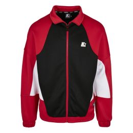 Trainingsjacke STARTER Black Label "Starter Black Label Herren Starter Laser Track Jacket", Herren, Gr. S, schwarz, cityrot, wei&szlig;, 100% Polyester, mehrfarbig, loose fit, amerikanischer Ausschnitt, Jacken Trainingsjacke