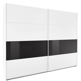 Schwebet&uuml;renschrank wimex "Bramfeld Kleiderschrank", schwarz (wei&szlig;, absetzung schwarzglas), B:270cm H:236cm T:64cm, Schr&auml;nke, Schwebet&uuml;renschrank, mit Glaselementen und zus&auml;tzlichen Einlegeb&ouml;den