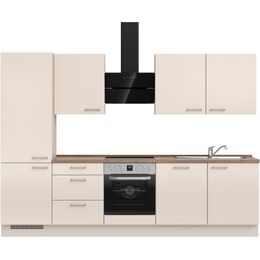 K&uuml;chenzeile Nobilia "Laser II", NEU: individuell anpassbar mit gratis Profi-Beratung", beige (k&uuml;che: natur, korpus: sandfarben, arbeitsplatte: eiche havanna nachbildung), B:300,3cm H:216,6cm T:60cm, Komplettk&uuml;chen-Sets, K&uuml;chenzeile, vormontiert, 300 cm breit, optional mit verschiedenen E‑Ger&auml;te-Sets