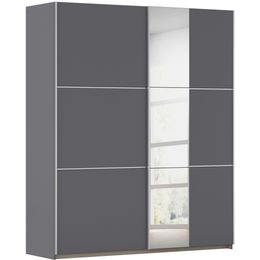 Schwebet&uuml;renschrank Rauch "Kleiderschrank Schrank Garderobe ASTANA", graumetallic, B:175cm H:210cm T:59cm, Holzwerkstoff, Schr&auml;nke, Schwebet&uuml;renschrank, mit 3 Spiegelelementen, Metallgriffleisten alufarbig MADE IN GERMANY