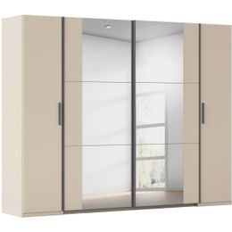 Schwebet&uuml;renschrank Rauch "Kleiderschrank Dreht&uuml;renschrank Schrank Garderobe KRONACH", champagner, griffleisten grau, mit 2 spiegel, B:268cm H:210cm T:59cm, Holzwerkstoff, Schr&auml;nke, Schwebet&uuml;renschrank, Kombischrank optional mit 1 oder 2 Spiegel viele B&ouml;den MADE IN GERMANY