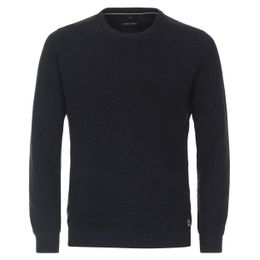 Strickpullover Casamoda "Casamoda Pullover uni", Herren, Gr. M, blau (dunkelblau), 60% Baumwolle, 40% Polyacryl, Pullover Strickpullover