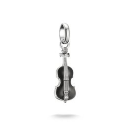 Charm-Einh&auml;nger Thomas Sabo "Thomas Sabo Wednesday Cello-Optik Charm - Connect", silberfarben, schwarz, kristallwei&szlig;, kristallwei&szlig;, Charms, Damen, Silber 925 (recycelt), mit Zirkonia (synth.)