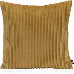 HOCK Dekokissen H.O.C.K. "Precious Cord", gelb (gelb, mais, unifarben), B:50cm H:10cm L:50cm, Polyester, Dekokissen_Sitzkissen_Kissenh&uuml;llen, leicht schimmernde unterschiedlich gro&szlig;e L&auml;ngsstreifen im Retro Style
