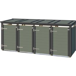 M&uuml;lltonnenbox Weka "Killarney", gr&uuml;ngrau, anthrazit, B:300cm H:127cm T:92cm, Massivholz, Aufbewahrungsboxen, Metall pulverbeschichtet, f&uuml;r 4 M&uuml;lltonnen, BxTxH: 300x92x127 cm