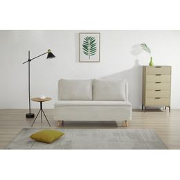 Schlafsofa Home Affaire "AINSLEY 140 cm -2-Sitzer, verstellbare R&uuml;ckenlehne", creme, B:145cm T:85cm, 100% Polyester, Sofas, Schlafsofa, wandelbar zum G&auml;stebett, Relaxsofa, Webstoff u. Cord-Bezug