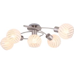 Globo LIGHTING Deckenleuchte "WILLY", nickel matt, 5, H: 24cm, 1 Stk., Leuchten, Deckenleuchte Nickel, Glas klar/wei&szlig;, E27, Deckenleuchte
